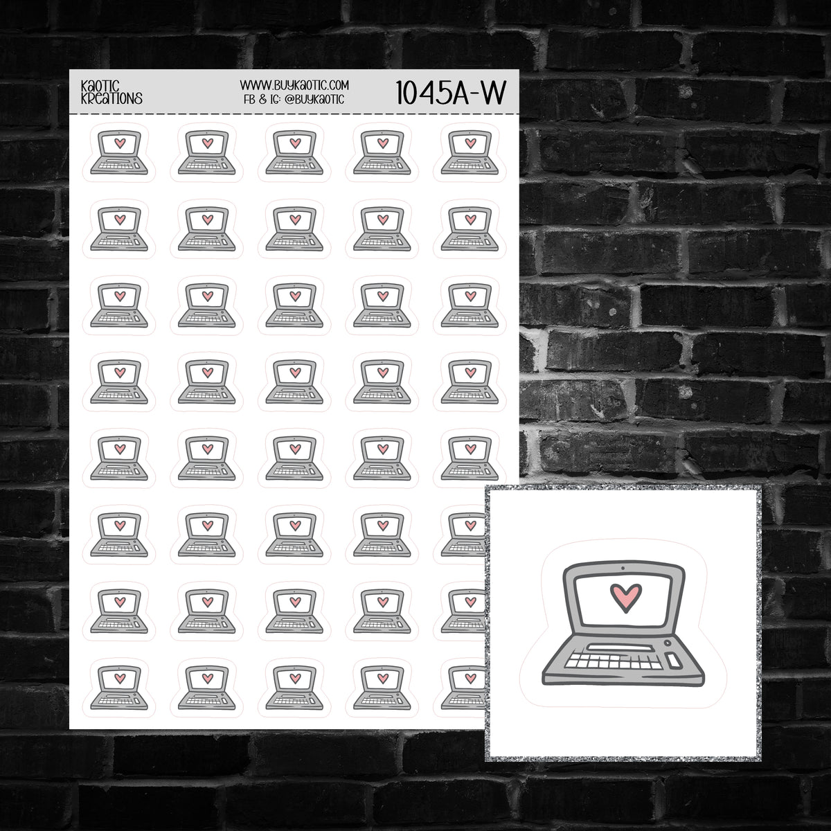 Laptop Icon Sticker Sheet – Kaotic Kreations