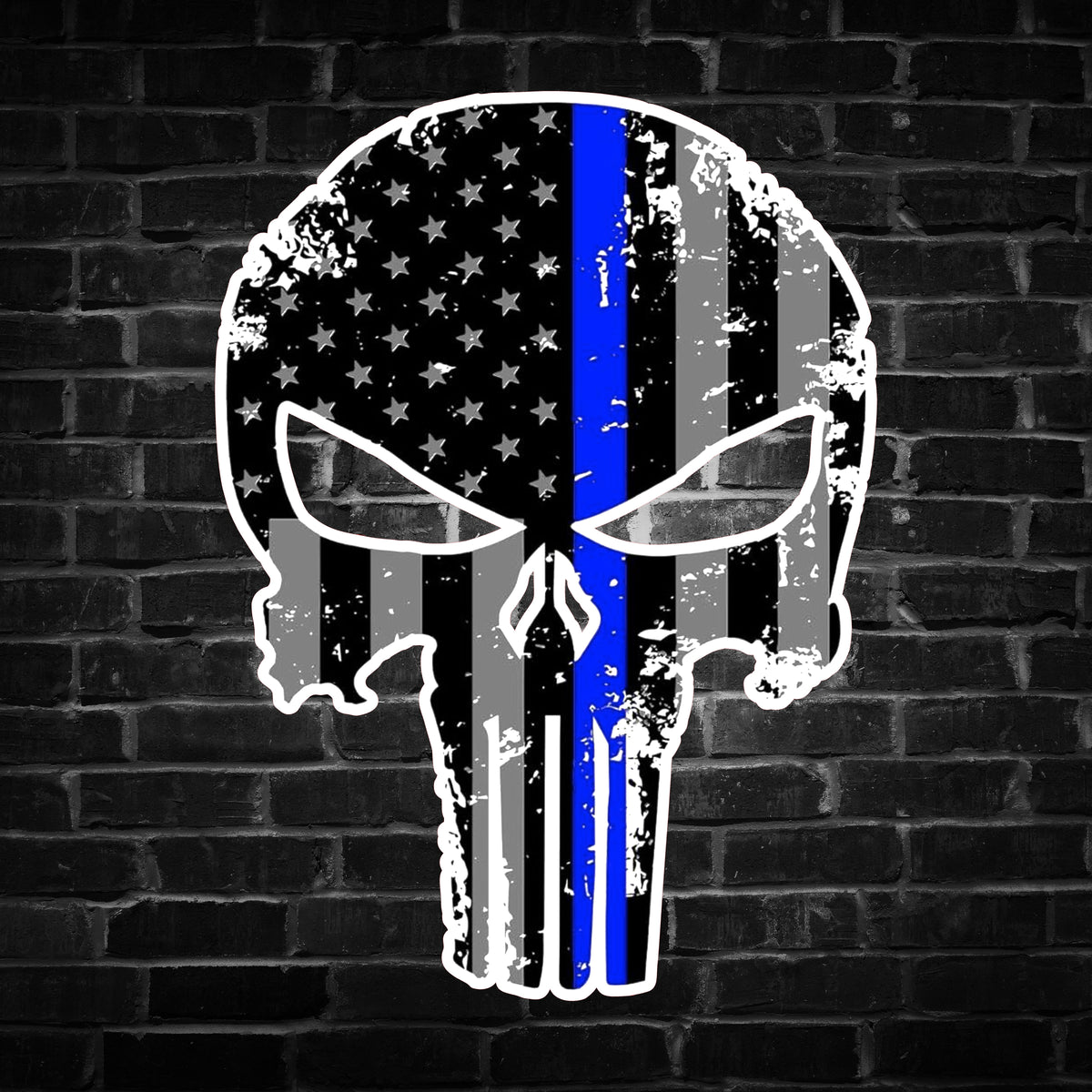 Thin Blue Line Punisher Sticker – Kaotic Kreations